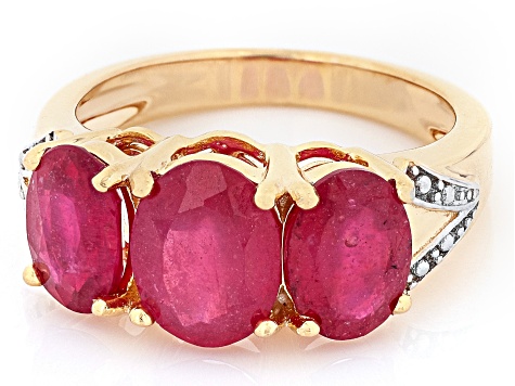 Pre-Owned Red Mahaleo® Ruby 18k Yellow Gold Over Sterling Silver Ring 5 ...
