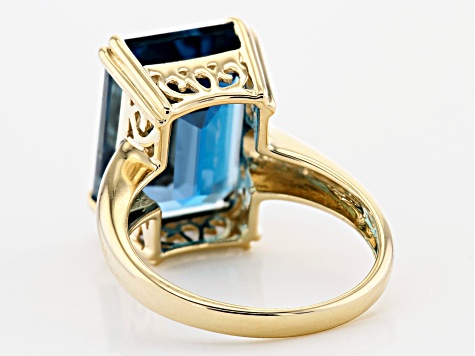 Pre-Owned London Blue Topaz Solitaire 10k Yellow Gold Ring 8.07ctw ...