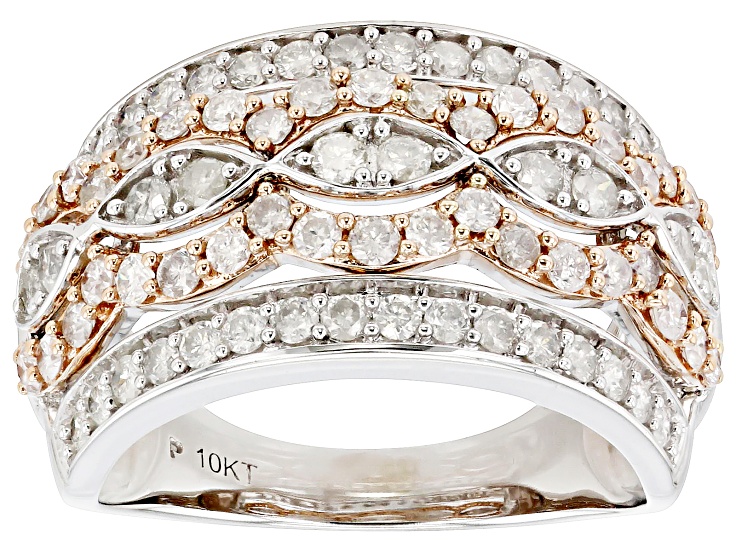 Pre-Owned White Diamond 10k Two-Tone Gold Wide Band Ring Pre-Owned White Diamond 10k Two-Tone Gold Wide Band Ring