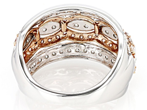 Pre-Owned White Diamond 10k Two-Tone Gold Wide Band Ring Pre-Owned White Diamond 10k Two-Tone Gold Wide Band Ring