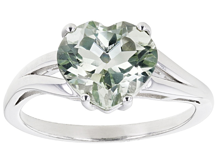 Pre Owned Prasiolite Rhodium Over Sterling Silver Solitaire Ring 3.03ct P61648 JTV