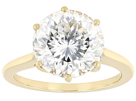 Pre-Owned Moissanite 14k Yellow Gold Inferno Cut Ring 5.66ct DEW ...