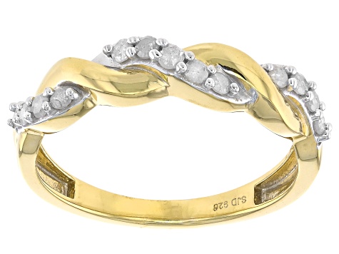 Pre-Owned White Diamond 14k Yellow Gold Over Sterling Silver Crossover ...