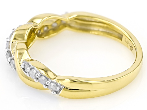 Pre-Owned White Diamond 14k Yellow Gold Over Sterling Silver Crossover ...