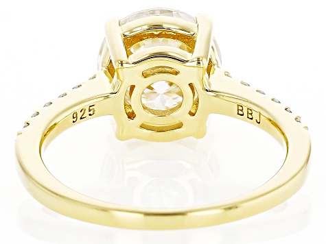 Pre-Owned Moissanite Inferno Cut 14k Yellow Gold Over Silver Ring 3 ...