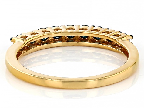 Pre-Owned Blue Diamond 14k Yellow Gold Over Sterling Silver Band Ring 0 ...