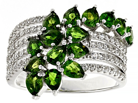 Pre-Owned Green Chrome Diopside Rhodium Over Sterling Silver Ring 3 ...