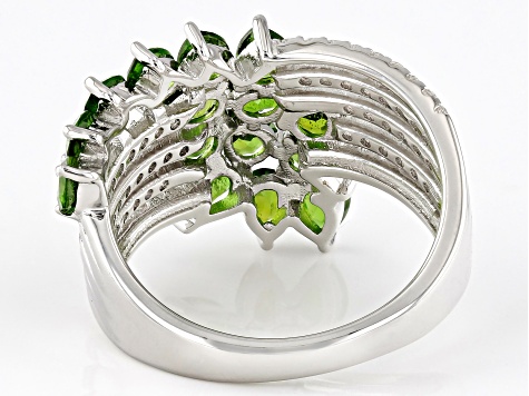 Pre-Owned Green Chrome Diopside Rhodium Over Sterling Silver Ring 3 ...