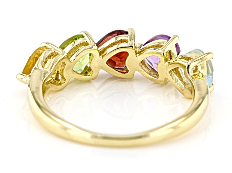 Pre-Owned Multi-Gemstone 18k Yellow Gold Over Sterling Silver Ring 2 ...