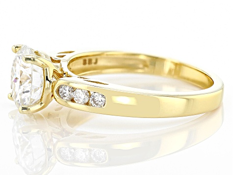 Pre-Owned Moissanite Inferno Cut 14k Yellow Gold Over Silver Engagement ...
