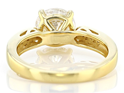 Pre-Owned Moissanite Inferno Cut 14k Yellow Gold Over Silver Engagement ...