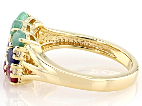 Pre-Owned Mahaleo(R)Ruby, Mahaleo(R)Sapphire, Emerald & White Zircon ...