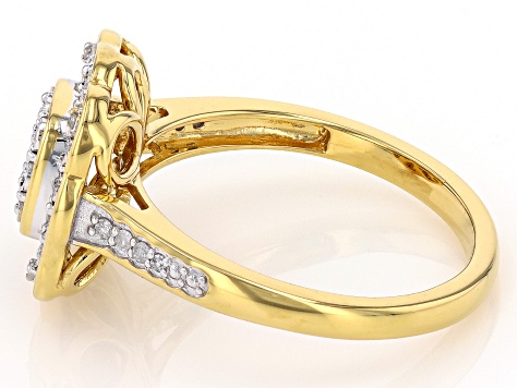 Pre-Owned White Diamond 14k Yellow Gold Over Sterling Silver Cluster ...