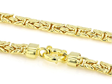 Pre-Owned 18k Yellow Gold Over Sterling Silver 8mm Flat Byzantine Chain ...