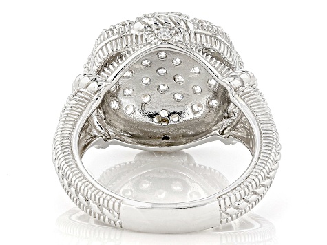 Pre-Owned Judith Ripka Cubic Zirconia Rhodium Over Sterling Silver Fleur Epoch Ring 2.47ctw ...