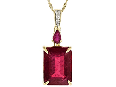 Pre-Owned Red Mahaleo® Ruby 14k Yellow Gold Pendant with Chain 9.52ctw ...