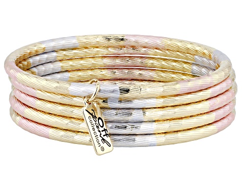 Pre-Owned Tri-Tone Set of 5 Bangle Bracelets - P71606 | JTV