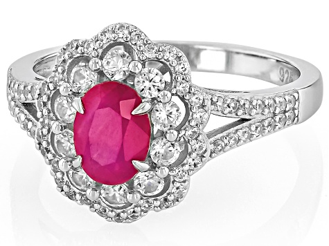 Pre-Owned John Saul Ruby Rhodium Over Sterling Silver Ring 1.72ctw ...