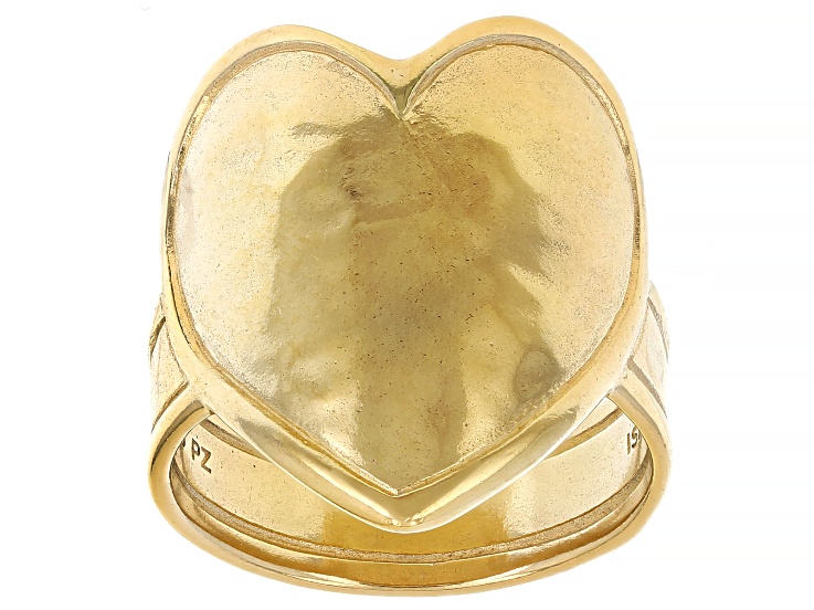 Pre-Owned 14K Yellow Gold Over Sterling Silver Center Heart Ring - P71679A | JTV