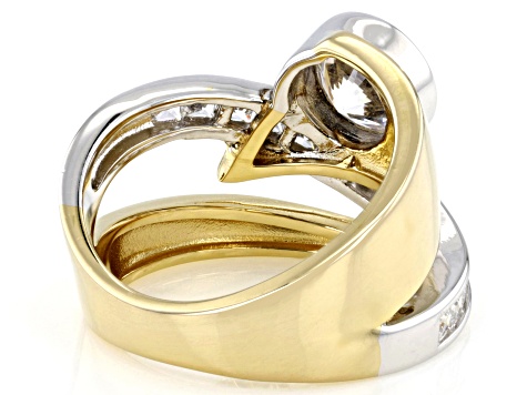 Pre-Owned White Cubic Zirconia 18k Yellow Gold And Rhodium Over ...