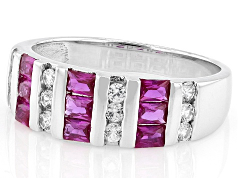 Pre-Owned Lab Created Ruby Rhodium Over Sterling Silver Ring 1.26ctw ...