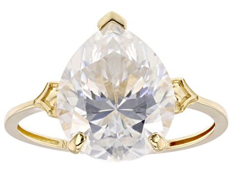 Pre-Owned Moissanite 14k Yellow Gold Solitaire Ring 5.00ct DEW - P7298 ...