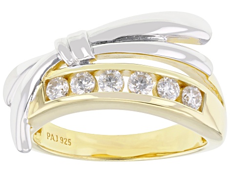 Pre-Owned Moissanite 14k Yellow Gold Over Platineve Two Tone Ring ...