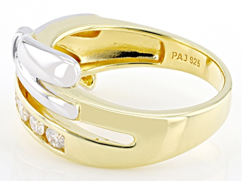 Pre-Owned Moissanite 14k Yellow Gold Over Platineve Two Tone Ring ...
