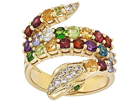 Pre-Owned Multi Gemstone 18k Yellow Gold Over Sterling Silver Snake ...