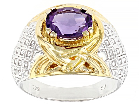 Pre-Owned Purple Amethyst Rhodium & 18k Yellow Gold Over Sterling ...