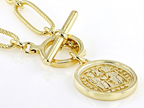 Pre-Owned 18k Yellow Gold Over Sterling Silver Paperclip Station Coin ...