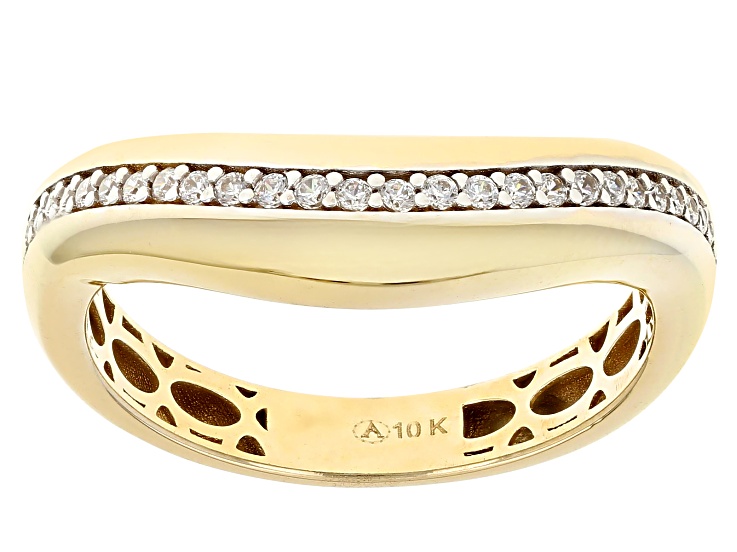 Pre-Owned 10k Yellow Gold & Rhodium Over 10k Yellow Gold Cubic Zirconia ...