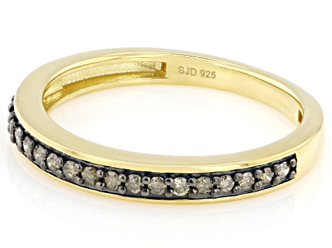 Pre-Owned Champagne Diamond 14k Yellow Gold Over Sterling Silver Band ...