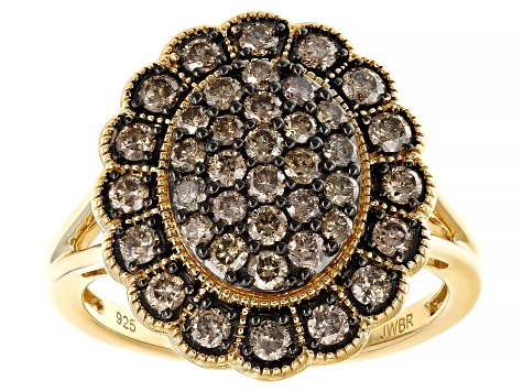 Pre-Owned Champagne Diamond 14k Yellow Gold Over Sterling Silver ...