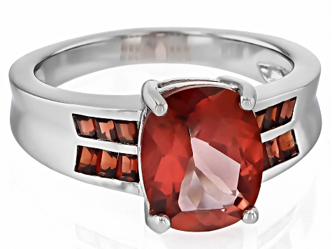 Pre-Owned Red Labradorite Rhodium Over Sterling Silver Ring 3.18ctw ...