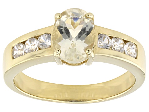 Pre-Owned Yellow Labradorite With White Zircon 18k Yellow Gold Over ...