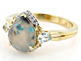 Pre-Owned Aquadite® Chalcedony, Aquamarine, White Zircon 18k Yellow ...