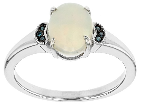 Pre-Owned White Ethiopian Opal Rhodium Over Sterling Silver Ring 0 ...