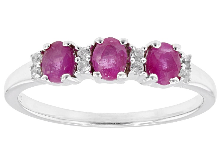 Pre-Owned Red John Saul Ruby Rhodium Over Sterling Silver Ring 0.73tw - P8897 | JTV