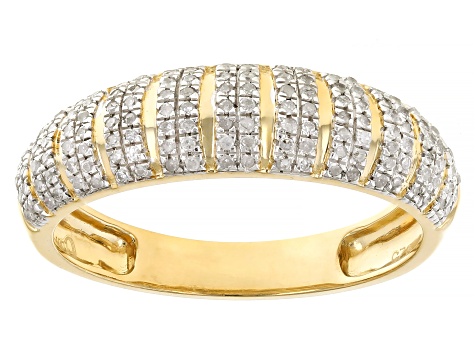 Pre-Owned White Diamond 14k Yellow Gold Over Sterling Silver Band Ring ...