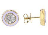 Pre-Owned White Diamond And Pastel Purple Enamel 14k Yellow Gold Over ...