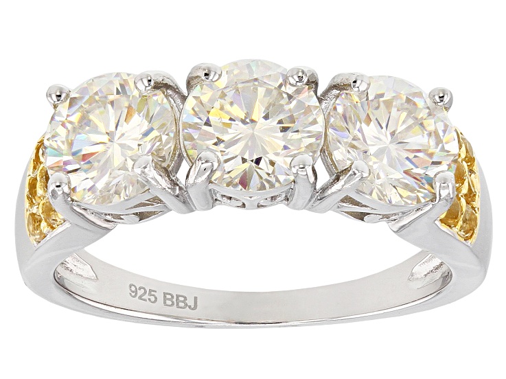 Pre-Owned White Strontium Titanate and citrine silver with 18k yellow ...