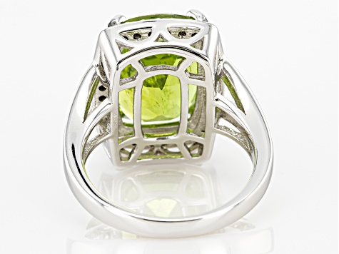 Pre-Owned Green peridot rhodium over silver ring 5.48ctw - PRC5118 | JTV