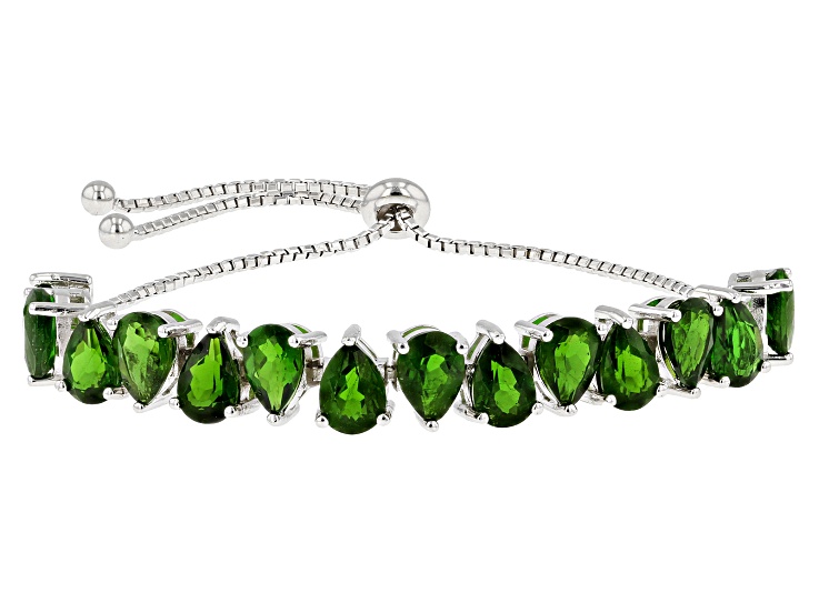 Pre Owned Green Chrome Diopside Sterling Silver Sliding Adjustable Bracelet 8.57ctw PRN788A JTV