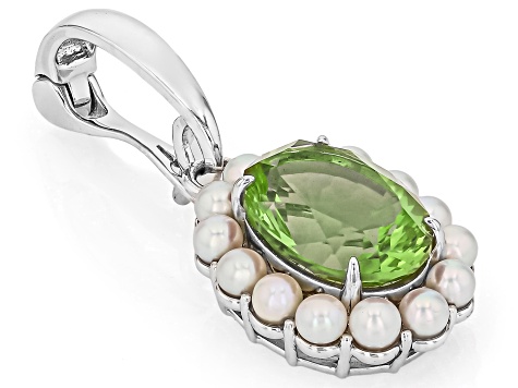 White Cultured Freshwater Pearl With Zandrite(R) Rhodium Over Sterling ...