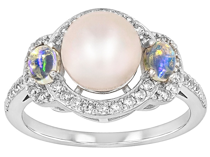 Genusis™ White Cultured Freshwater Pearl With Opal and White Zircon ...