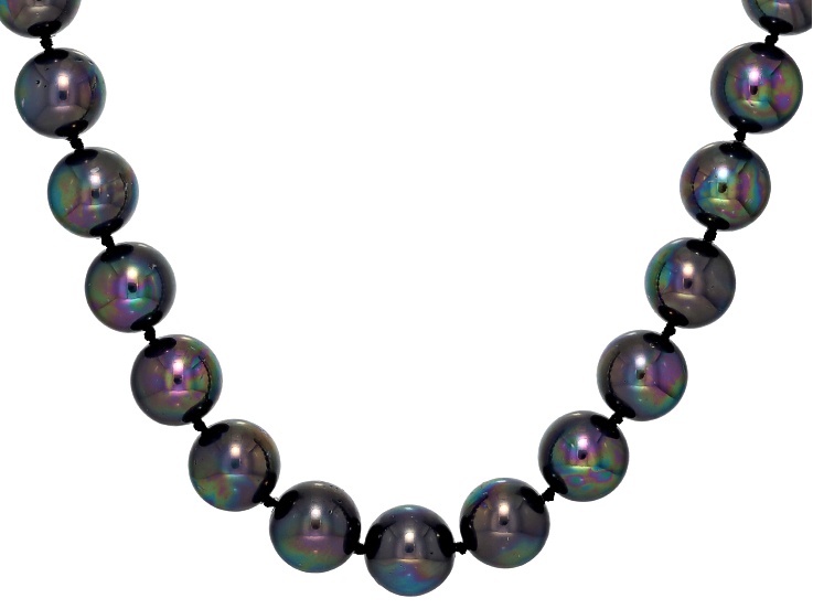 Pearlfection® Peacock Simulant Rhodium Over Sterling Silver 24 Inch ...