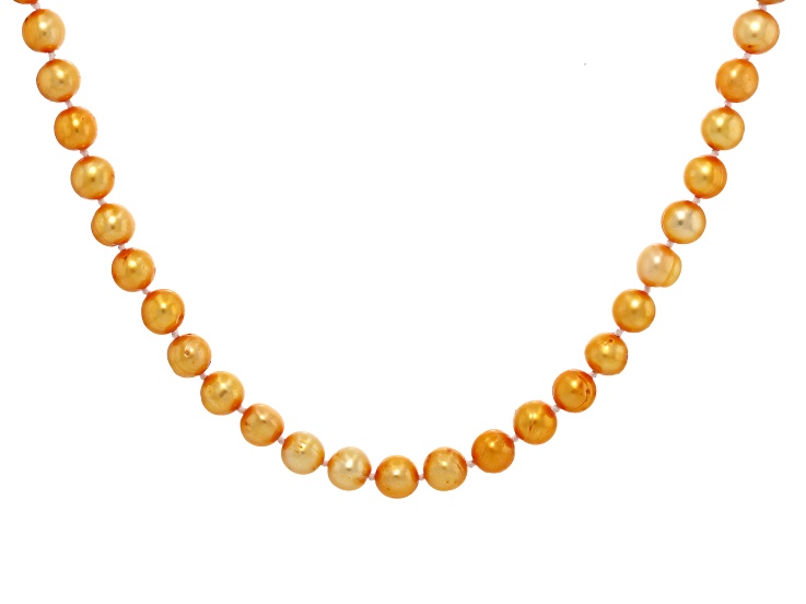 Light Golden Cultured Freshwater Pearl 14K Yellow Gold Over Silver 20 ...