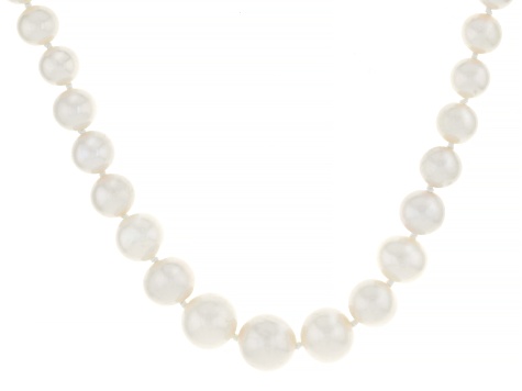 White Cultured Freshwater Pearl 14k Yellow Gold 18 Inch Strand Necklace ...