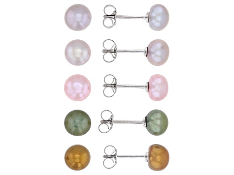 Multi-Color Cultured Freshwater Pearl Rhodium Over Sterling Silver ...